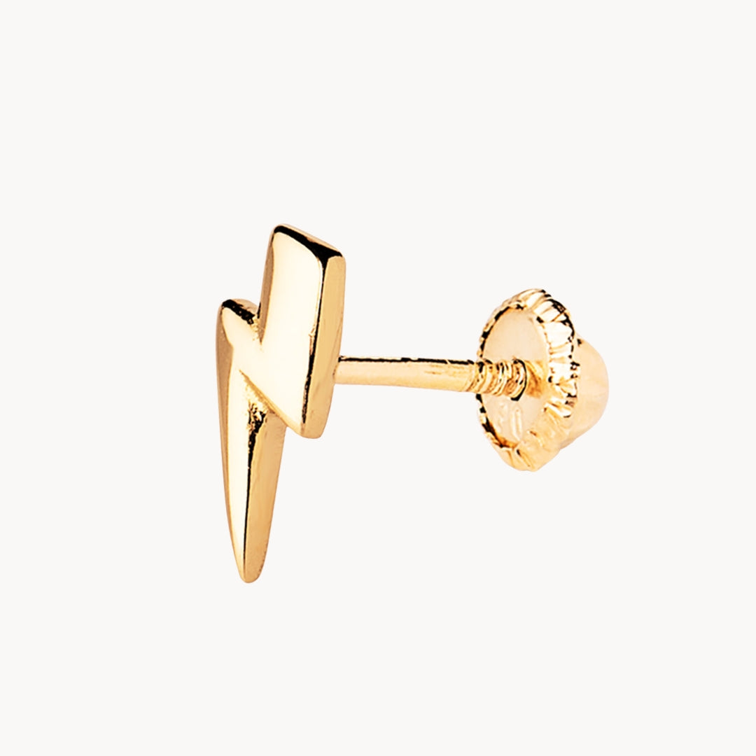 18kt gold ear piercing lightning bolt shaped lightning bolt – MIMÍKOKÓ